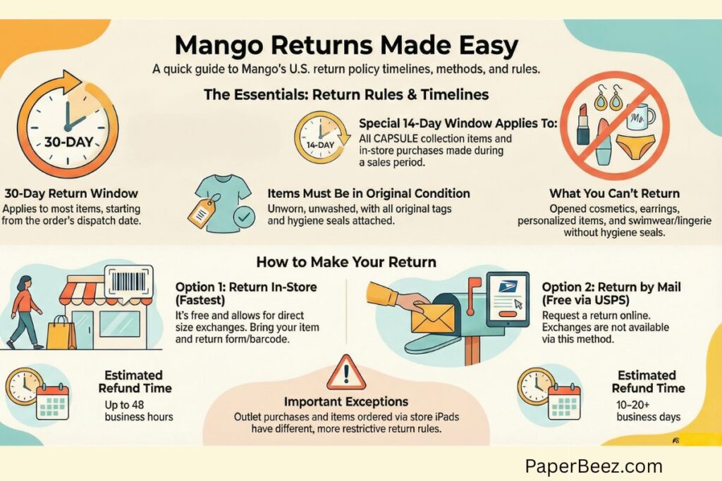Mango Return Policy (U.S.): A Simple Guide to Easy Returns & Exchanges - PaperBeez